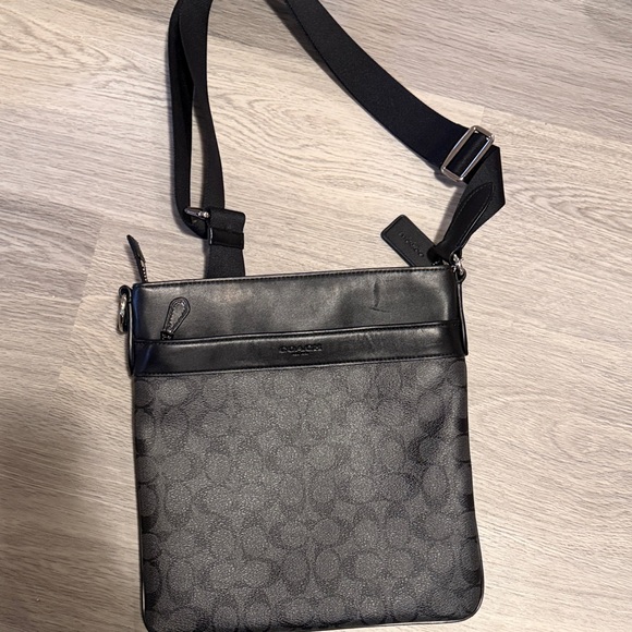 Coach | Bags | Coach Black And Gray Signature Messenger Bag | Poshmark